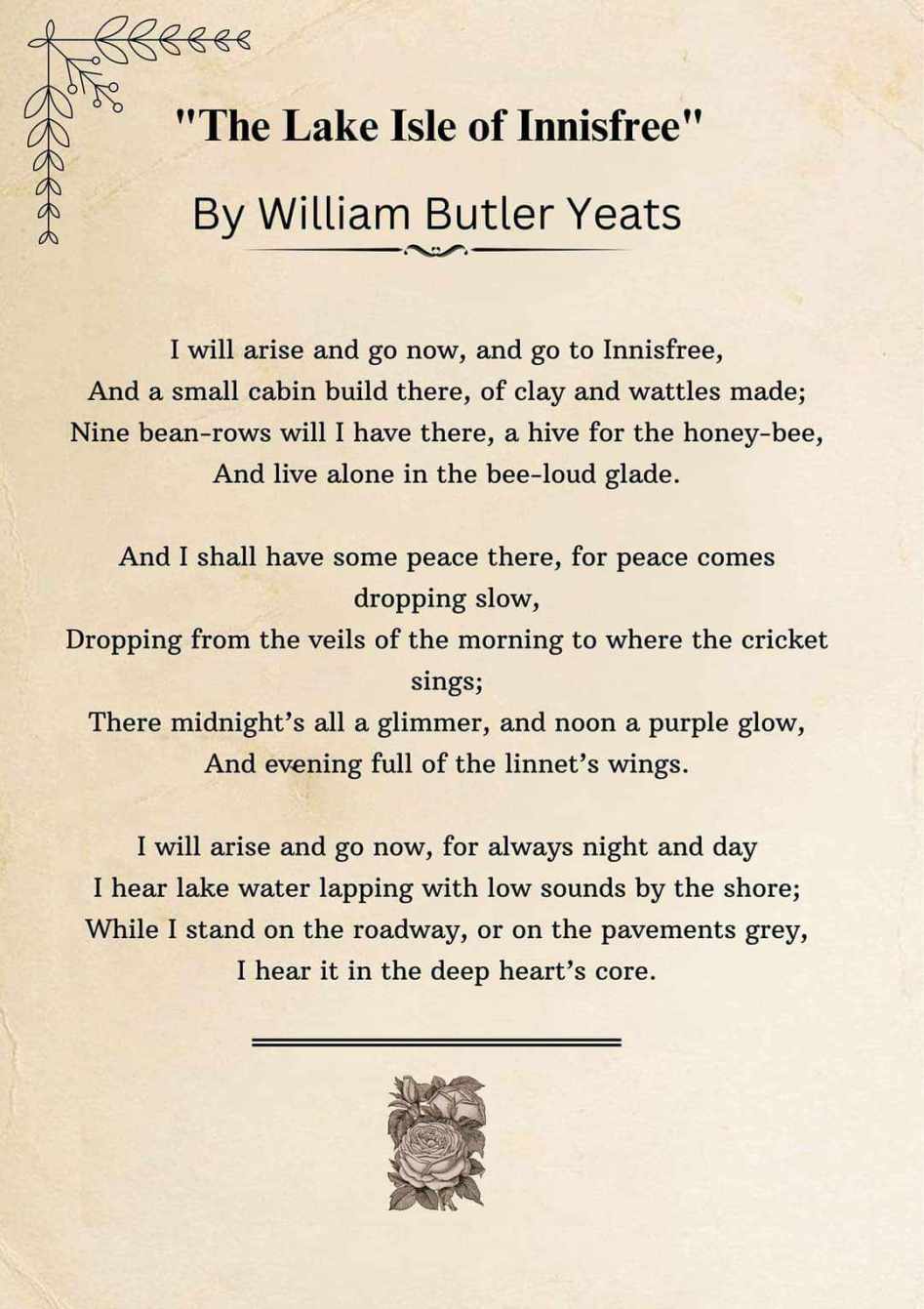 “The Lake Isle of Innisfree,” by William Butler Yeats | Eric Robert ...